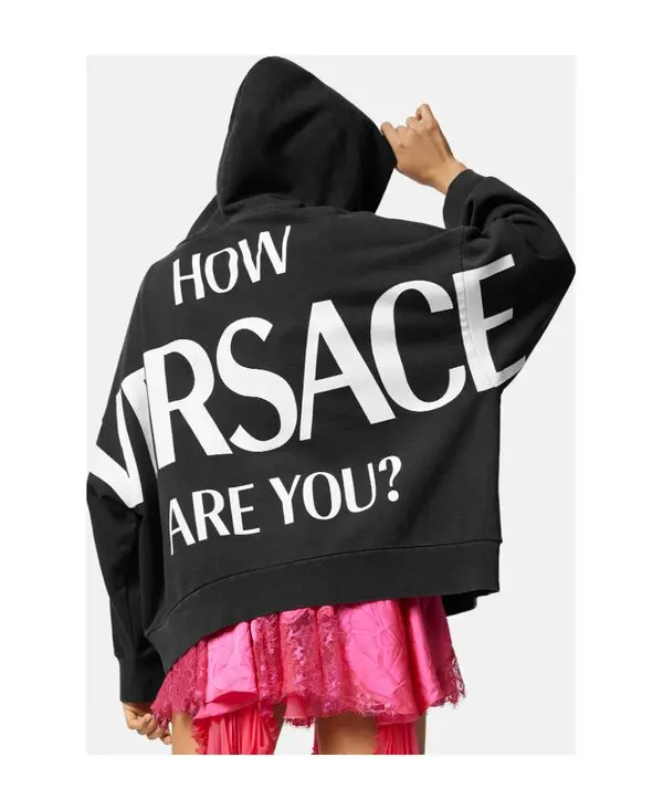 Versace Logo Printed Long Sleeve Hoodie