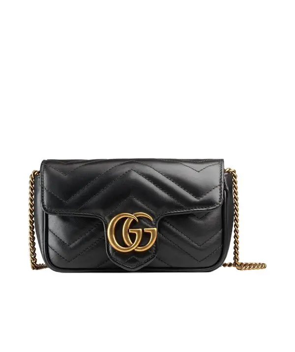 Gucci Gg Marmont Matelassé Super Mini Bag - Black