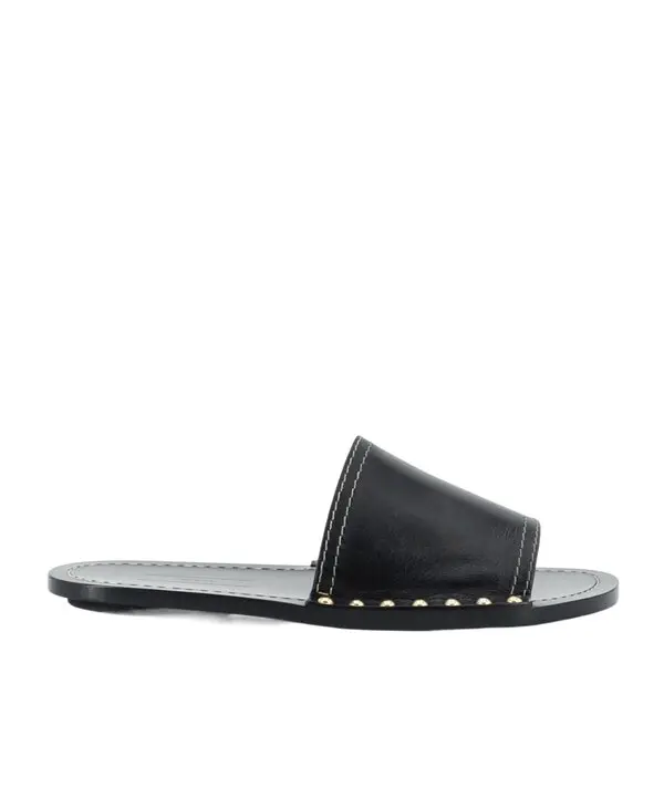 TOTEME Embellished Open Toe Slides - Black
