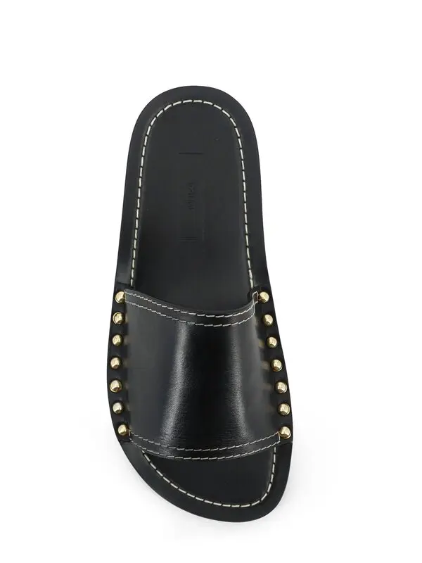 TOTEME Embellished Open Toe Slides - Black