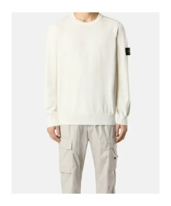 Stone Island Logo Patch Crewneck Sweater - Ivory