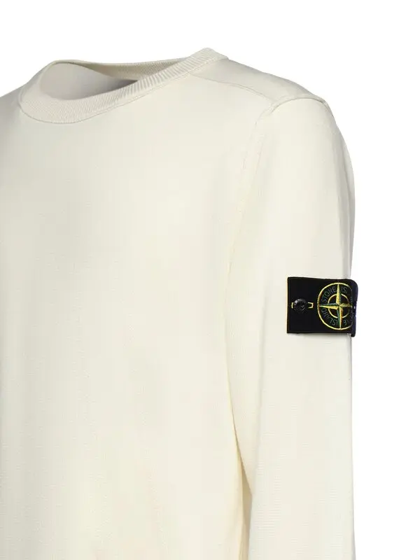 Stone Island Logo Patch Crewneck Sweater - Ivory