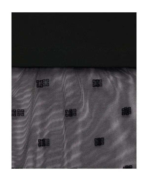 Givenchy Bi-material Long Sleeve Dress With 4g Pattern Detail