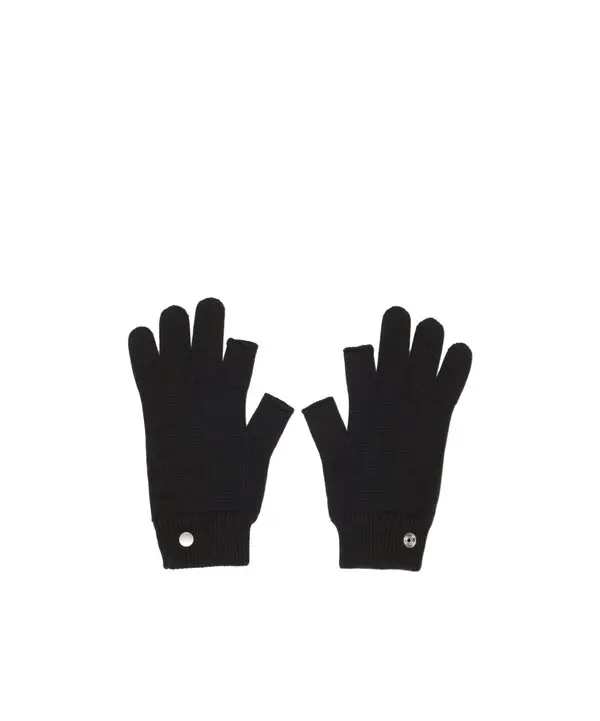 Rick Owens Fingerless Knitted Wool Gloves - Black