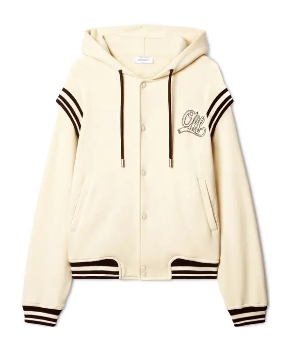Off-White Striped Hooded Bomber Jacket - White