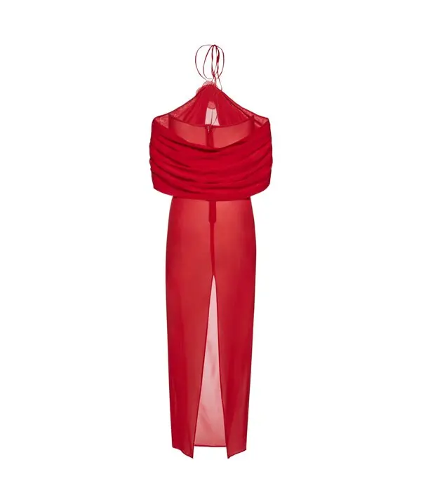 Magda Butrym Flower-appliqué Sheer Silk Dress - Red