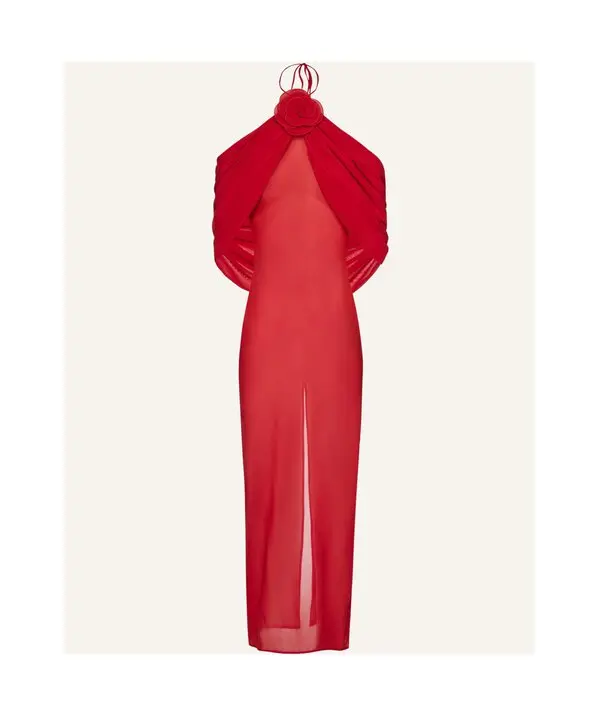 Magda Butrym Flower-appliqué Sheer Silk Maxi Dress