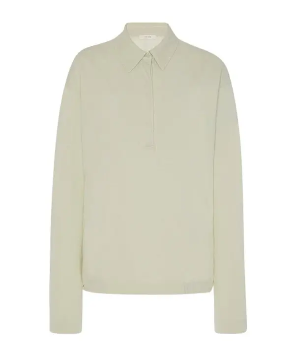 THE ROW Long Sleeve Polo Shirt - Light Sage