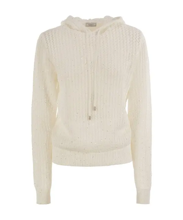 Peserico Sequined Hooded Knitwear