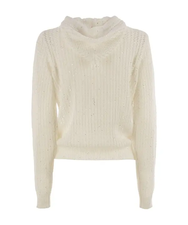 Peserico Sequined Hooded Knitwear