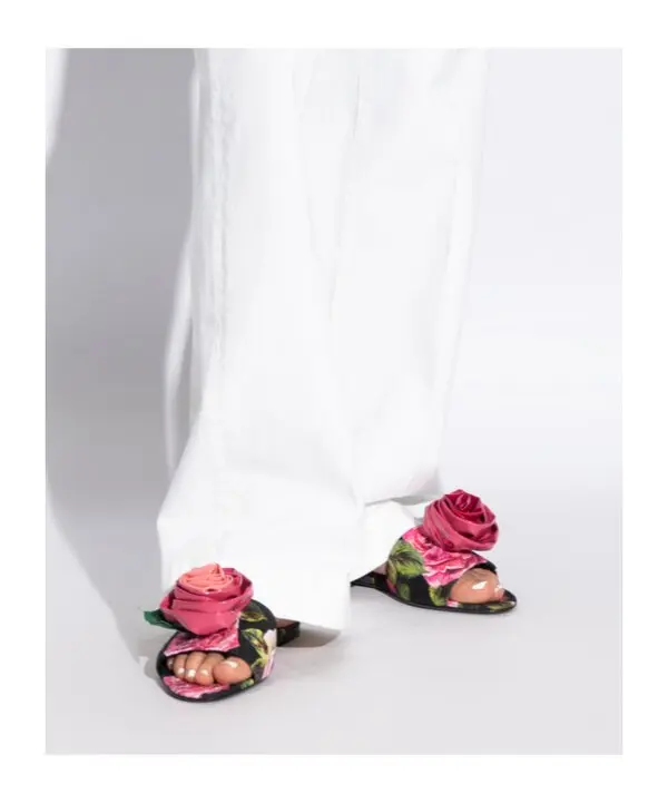 Dolce & Gabbana Floral Motif Slide Sandals