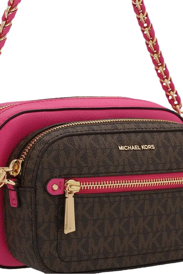 Michael Kors Jet Set Logo Plaque Zip-up Crossbody Bag