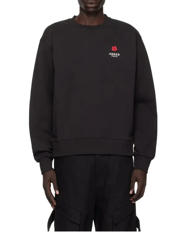 Kenzo Logo Embroidered Crewneck Sweatshirt - Black