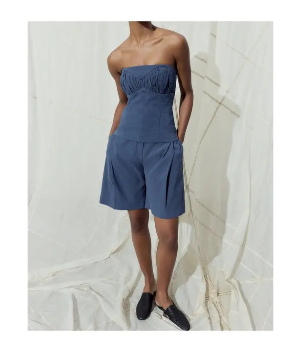 Tove Strapless Pleated Top