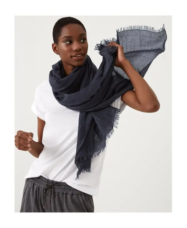 Brunello Cucinelli Frayed Hem Scarf - Blue