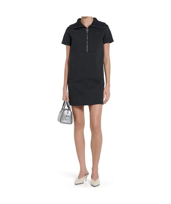 Gucci Double Jersey Zip-up Mini Dress - Black