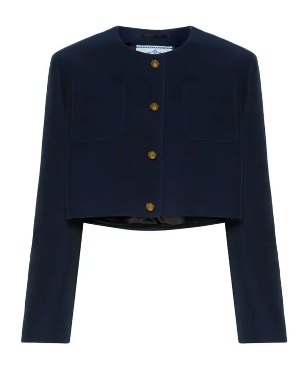 Prada Cropped Long Sleeve Jacket - Midnight Blue