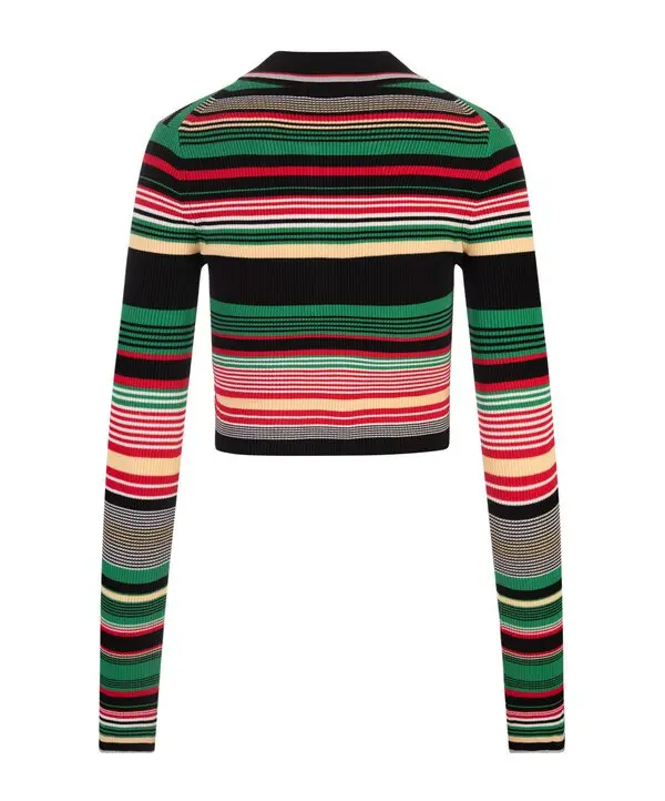 Rabanne Striped Knitted Polo Top