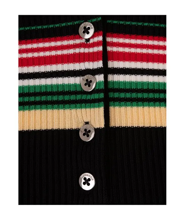 Rabanne Striped Knitted Polo Top