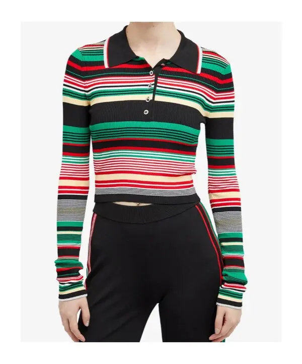 Rabanne Striped Knitted Polo Top - Multicolor