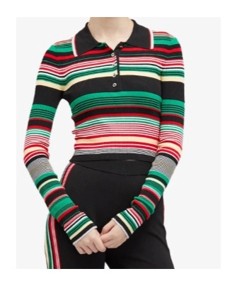 Rabanne Striped Knitted Polo Top - Multicolor