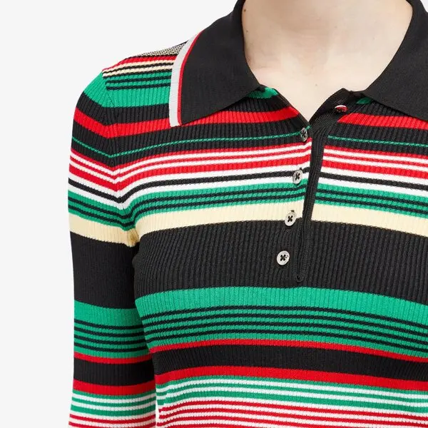 Rabanne Striped Knitted Polo Top - Multicolor