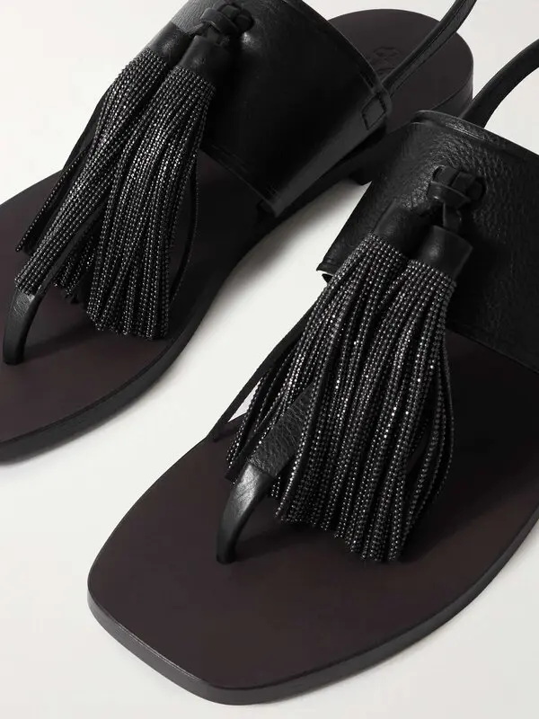 Brunello Cucinelli Tassel Detail Leather Sandals