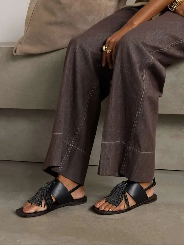 Brunello Cucinelli Tassel Detail Leather Sandals