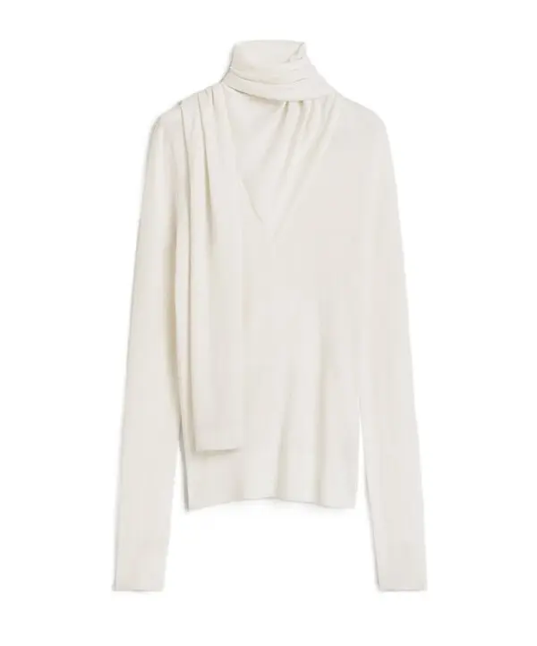 TOTEME Scarf Detailed Long-sleeve Sweater - Off-white