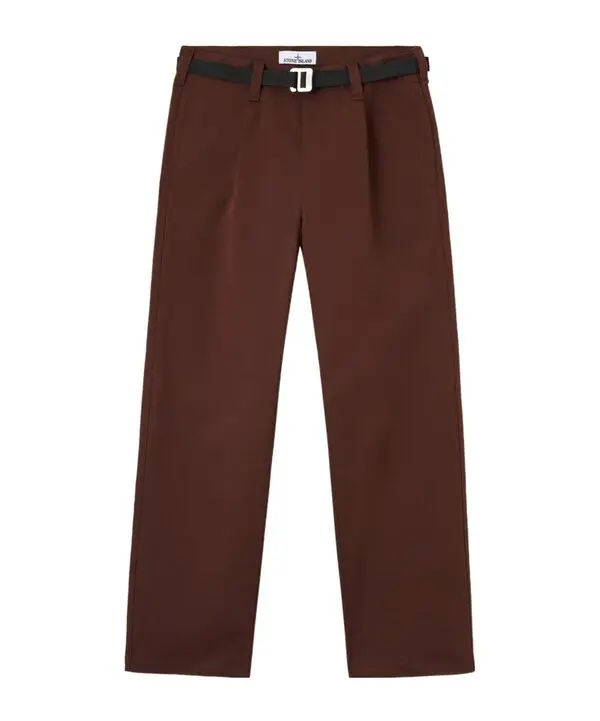 Stone Island Pleated-front Belted Trousers - Tobacco