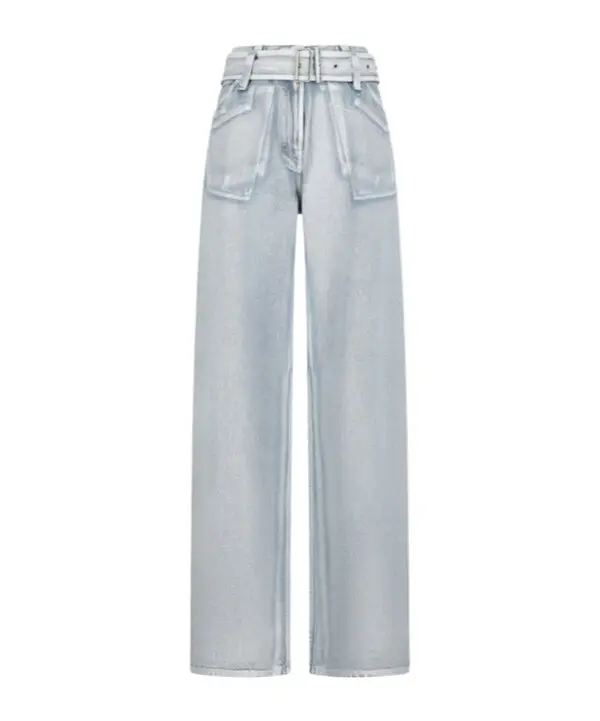 Acne Studios Belted Tapered Leg Jeans - Gray