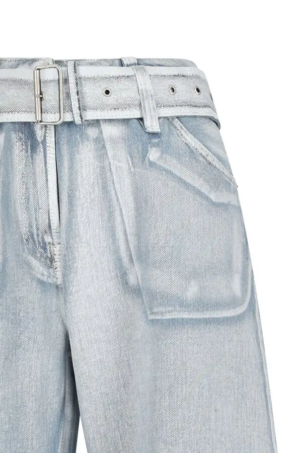 Acne Studios Belted Tapered Leg Jeans - Gray