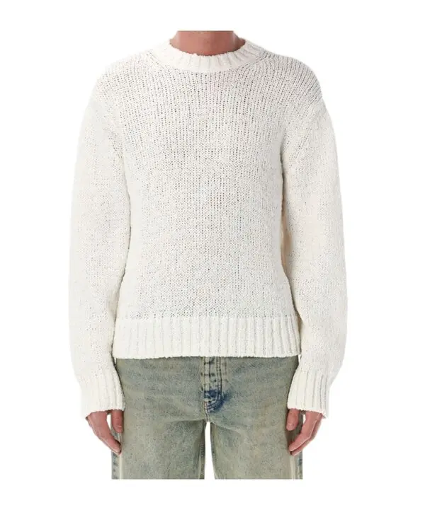 SUNFLOWER Frederik Cropped Crewneck Knitted Sweater - White