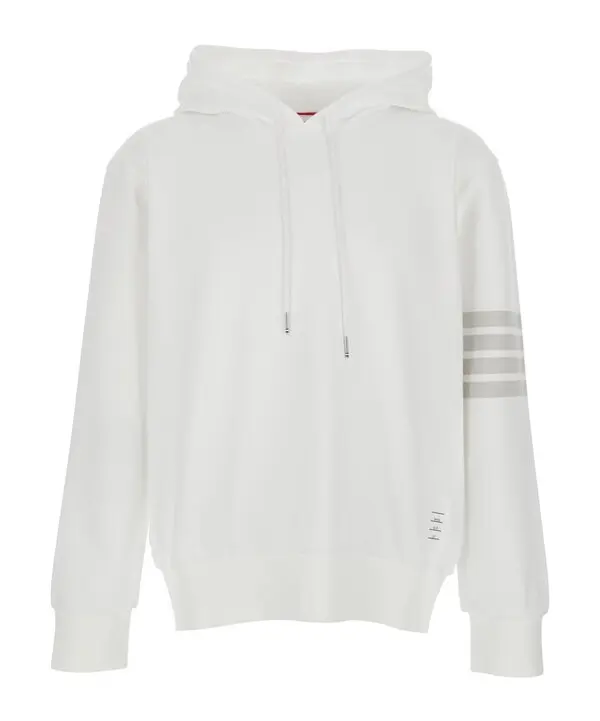 Thom Browne Logo Patch Drawstring Hoodie - White