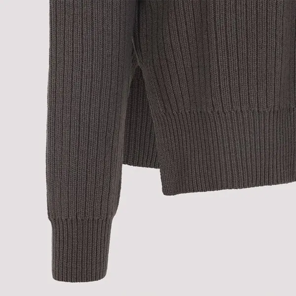 Rick Owens Mock Neck Long Sleeve Ribbed Knit Jumper - Black