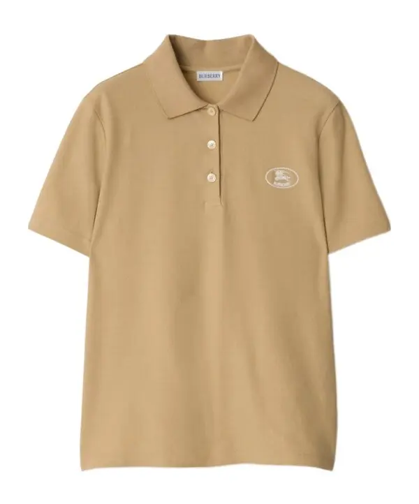 Burberry Logo Embroidered Short-sleeve Polo Shirt - Flax