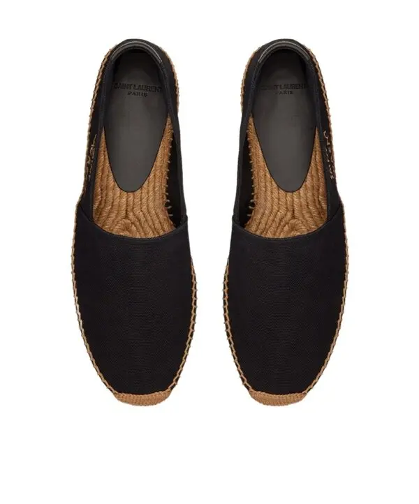 Saint Laurent Logo Embroidered Slip-on Espadrilles - Black