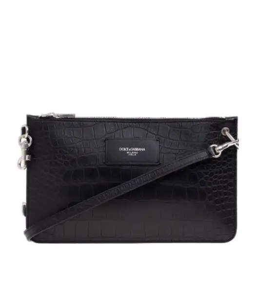Dolce & Gabbana Crocodile-embossed Shoulder Bag - Black