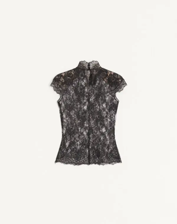 Valentino Garavani Floral Lace High Neck Top
