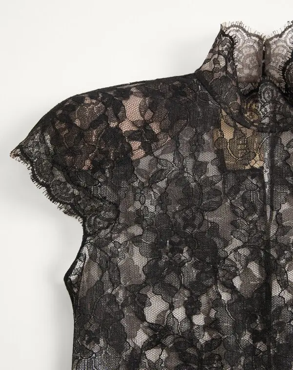 Valentino Garavani Floral Lace High Neck Top