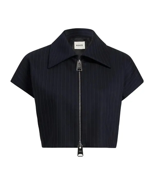 Khaite Robin Zip-up Pinstripe Shirt - Black