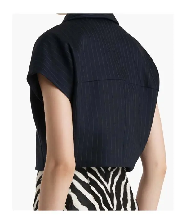 Khaite Robin Zip-up Pinstripe Shirt - Black
