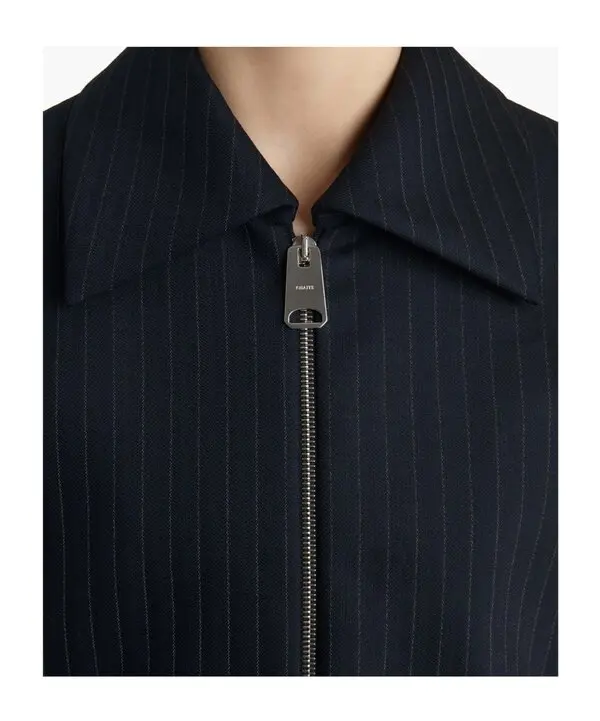 Khaite Robin Zip-up Pinstripe Shirt - Black