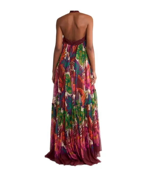 Etro Sleeveless Maxi Dress With Lace Trim And Ribbon Detail - Multicoloured