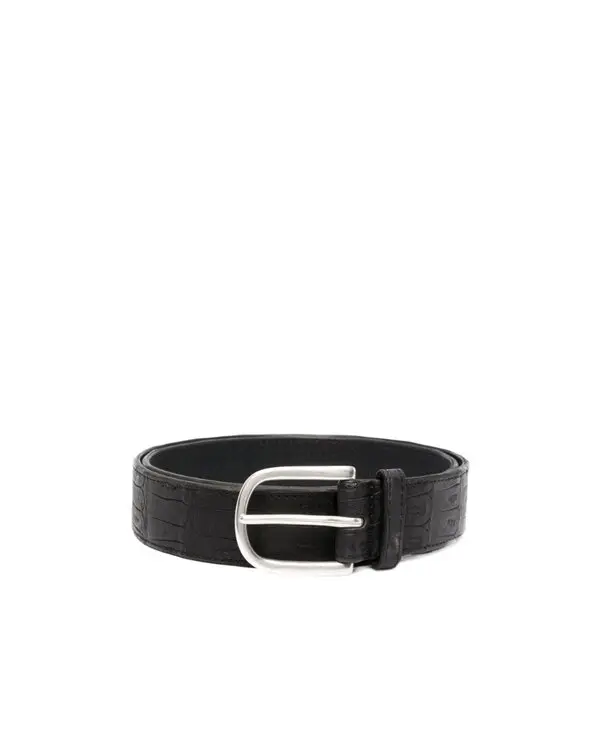 ORTIGNI Embossed Leather Belt - Black