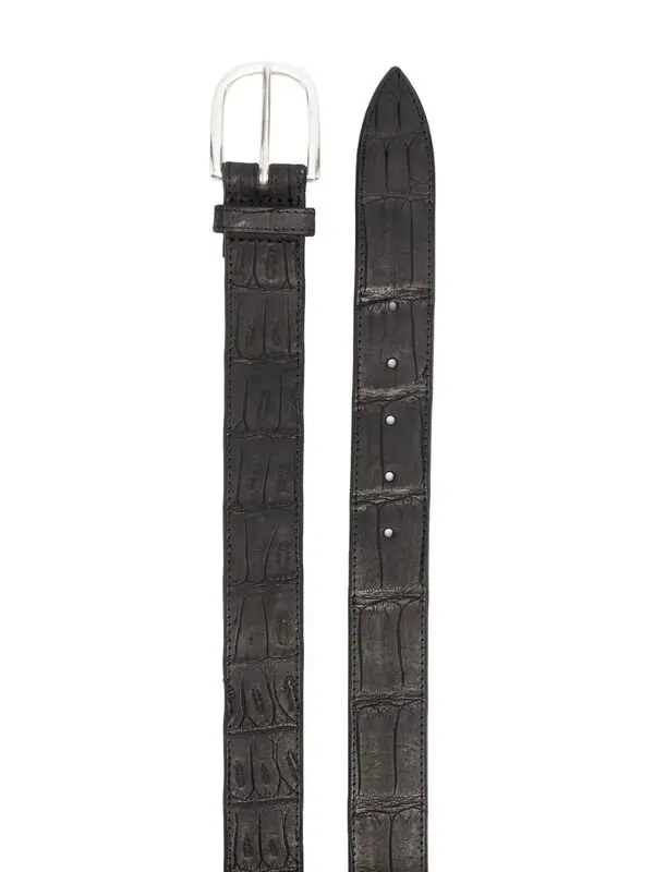 Orciani Embossed Leather Belt - Black