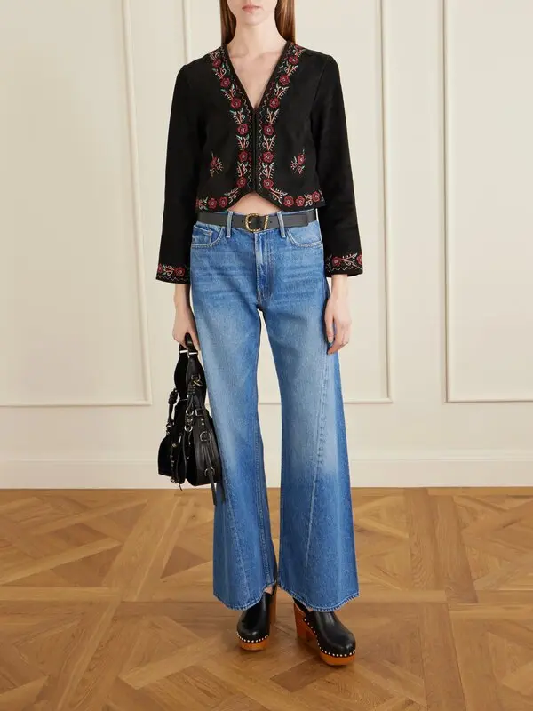 Rixo Embellished Suede Cropped Jacket