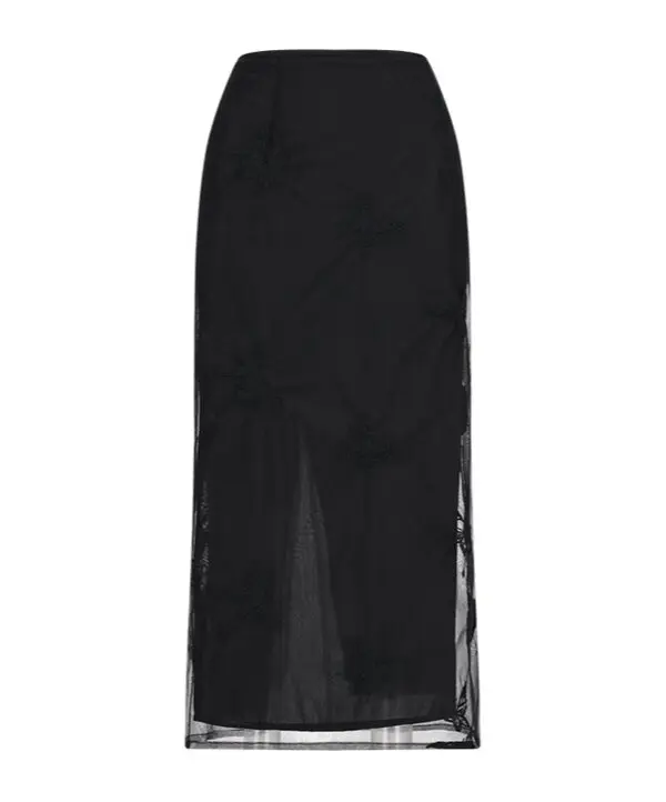 Blumarine Sheer Midi Skirt With Butterfly Motif