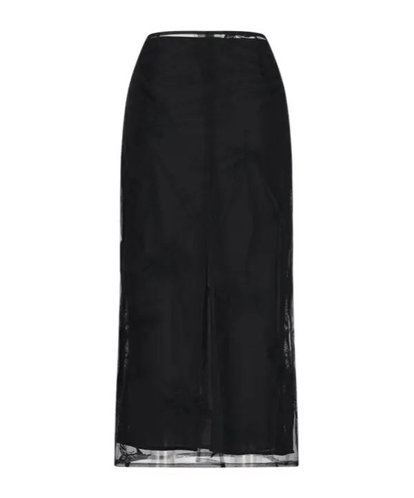 Blumarine Sheer Midi Skirt With Butterfly Motif