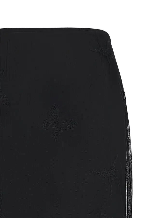 Blumarine Sheer Midi Skirt With Butterfly Motif
